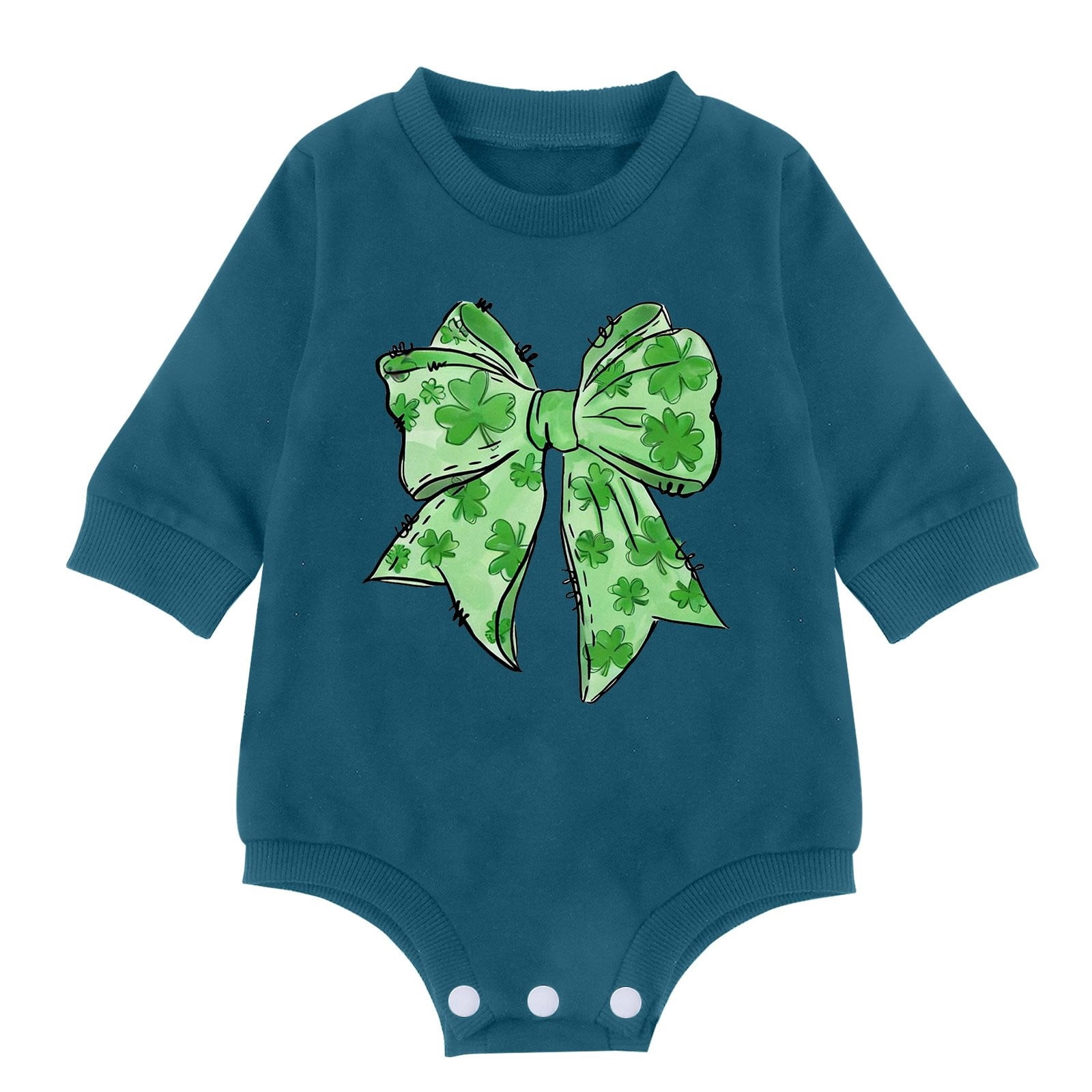 Coerni Baby Clover Printed Sweatshirt Onesie Boys Bowknot Romper St ...