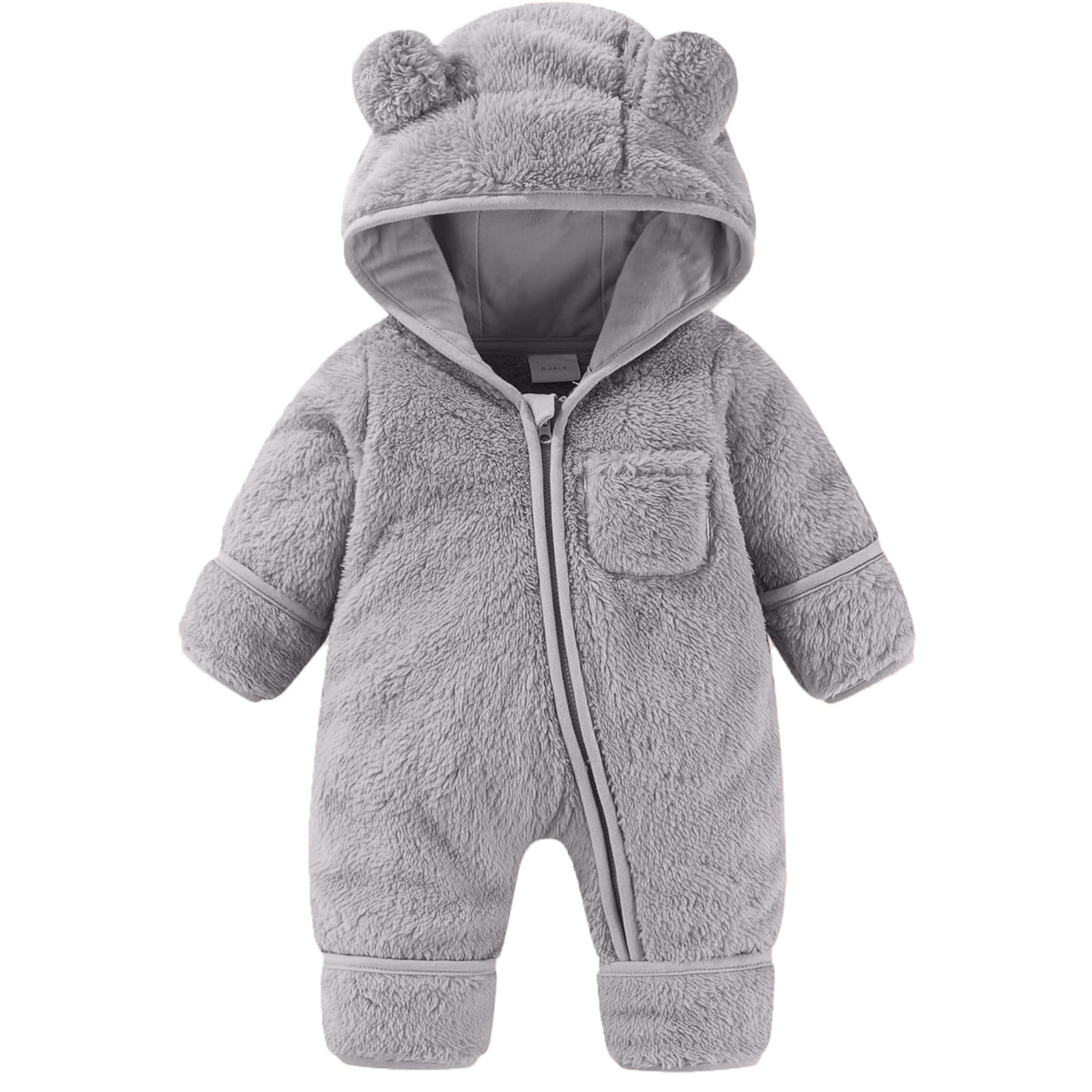 Coerni Baby Fleece Hooded Zipper Romper Toddler Winter Outwear Jumpsuit Soft Warm Snowsuit ...