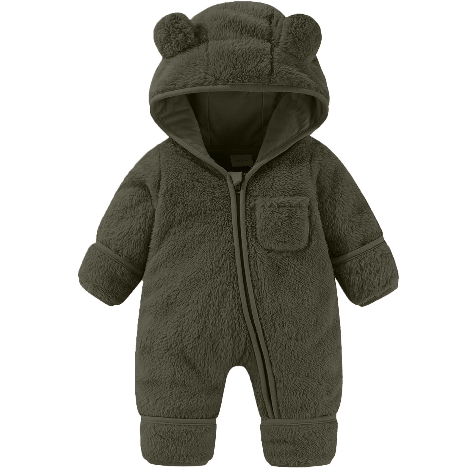 Coerni Baby Fleece Hooded Zipper Romper Toddler Winter Outwear Jumpsuit Soft Warm Snowsuit ...