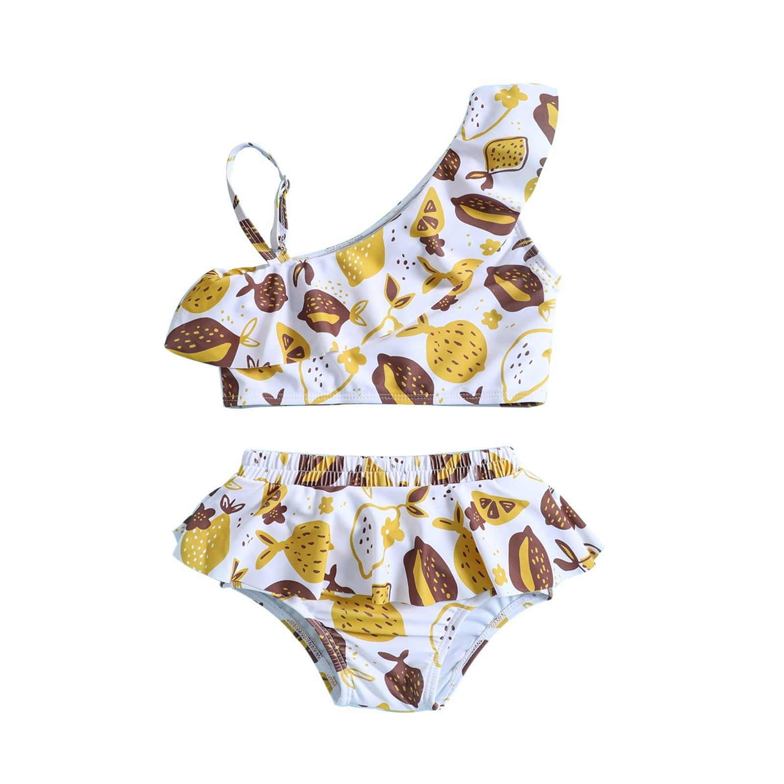 Coerni Baby Girls 2pc Swimsuit Off Shoulder Ruffle Swim Top Bottom ...