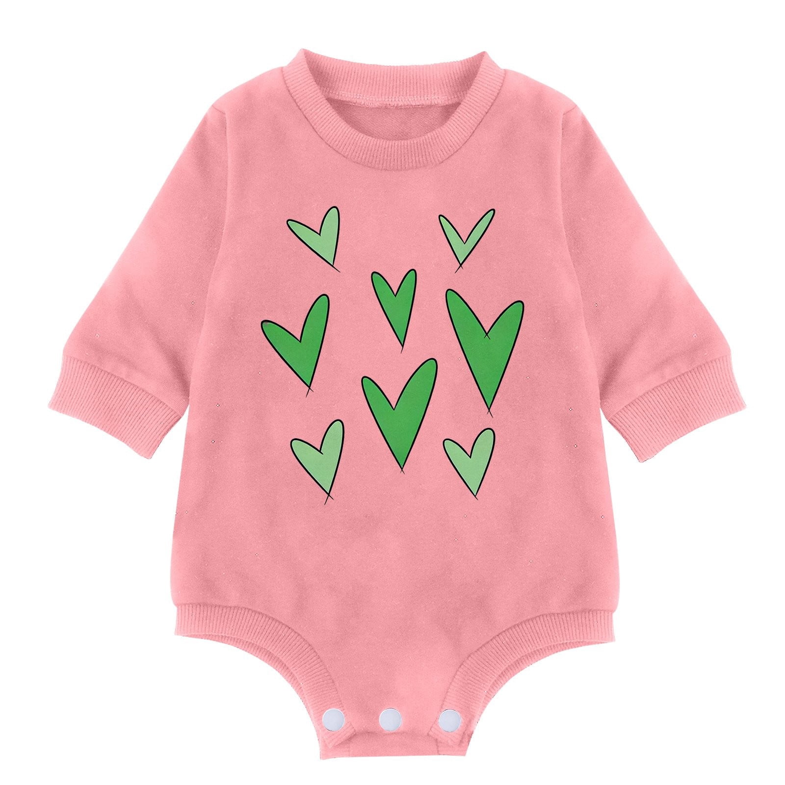 Coerni Baby Heart Print Romper New Born Soft Long Sleeve Onesie ...