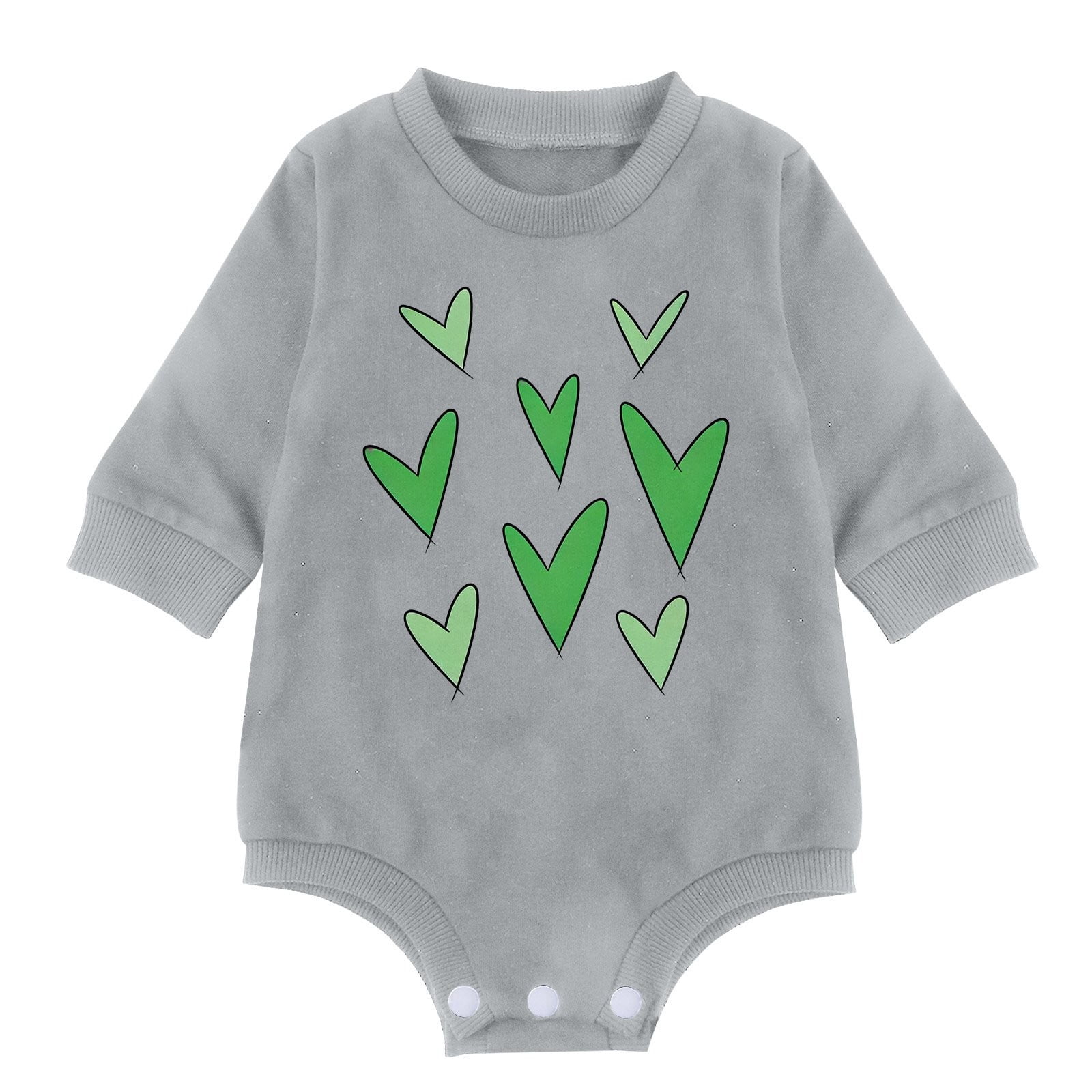 Coerni Baby Heart Print Romper New Born Soft Long Sleeve Onesie ...