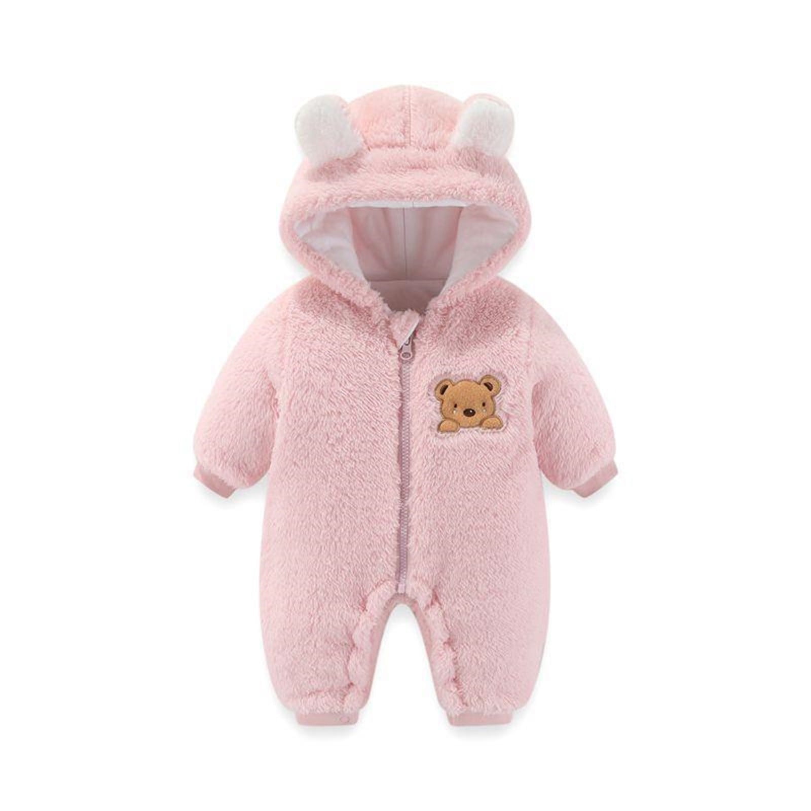 Coerni Baby New Born Winter Snowsuit 𝐂artoon Bear Warmer Cotton Fleece Hooded Jumpsuit Winter ...
