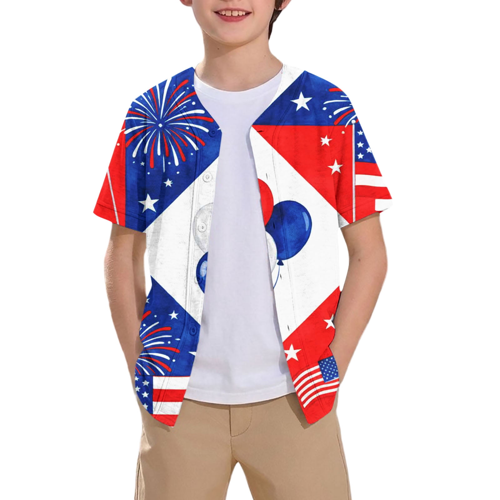 Coerni Boys 4th of July Baseball Jerseys Red White Blue Graphic USA ...