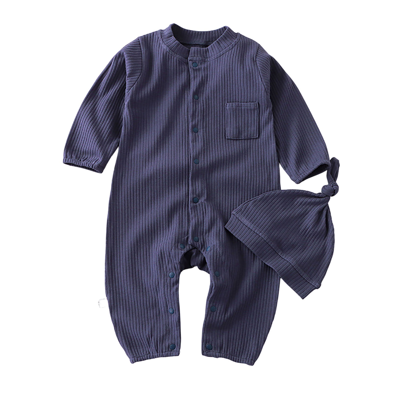 Coerni Boys Girls Clothes Set New Born Baby Romper Hat Ribbed Knit ...