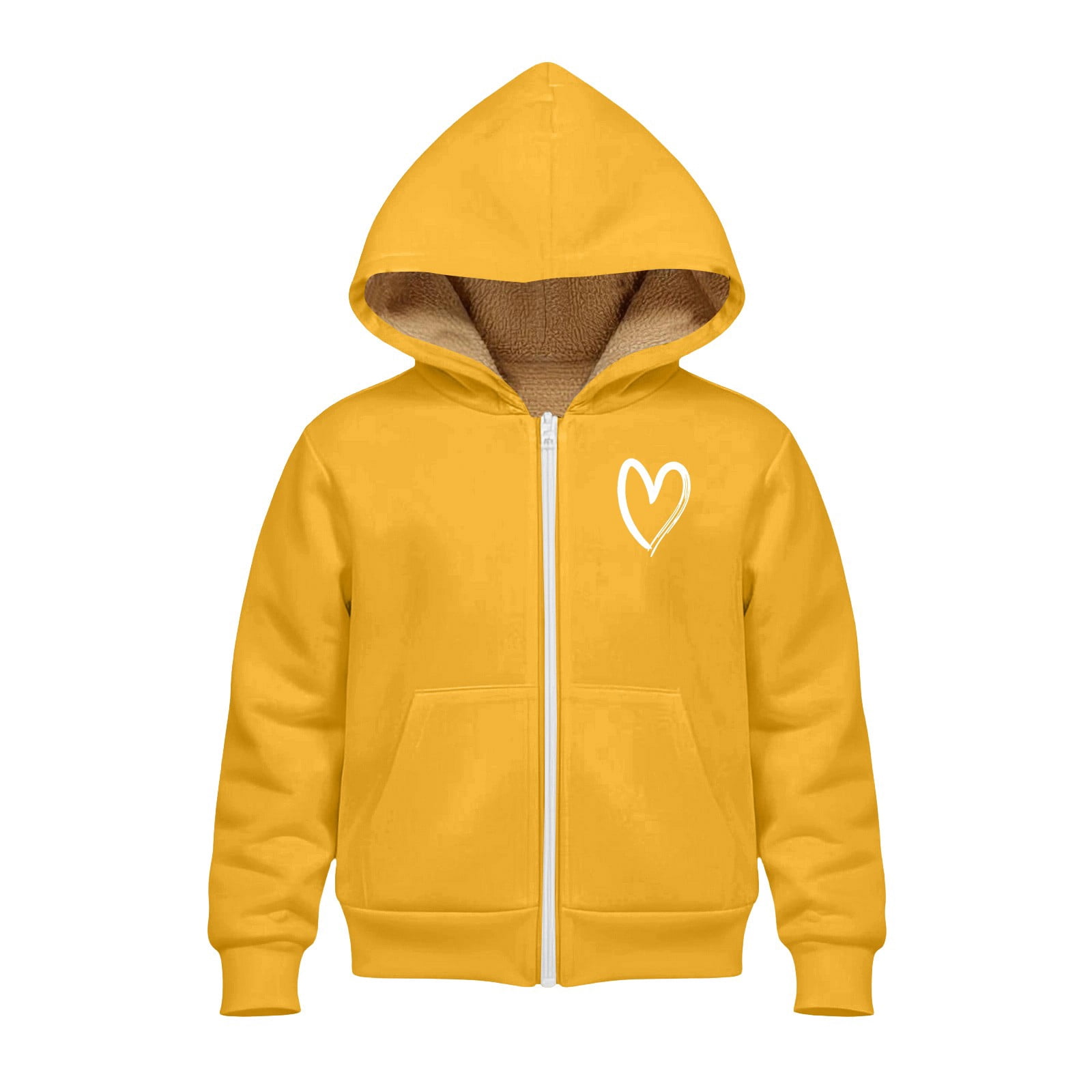 Coerni Boys Girls Cute Heart Hoodies Zip Up Fleece Lined Sweatshirt ...