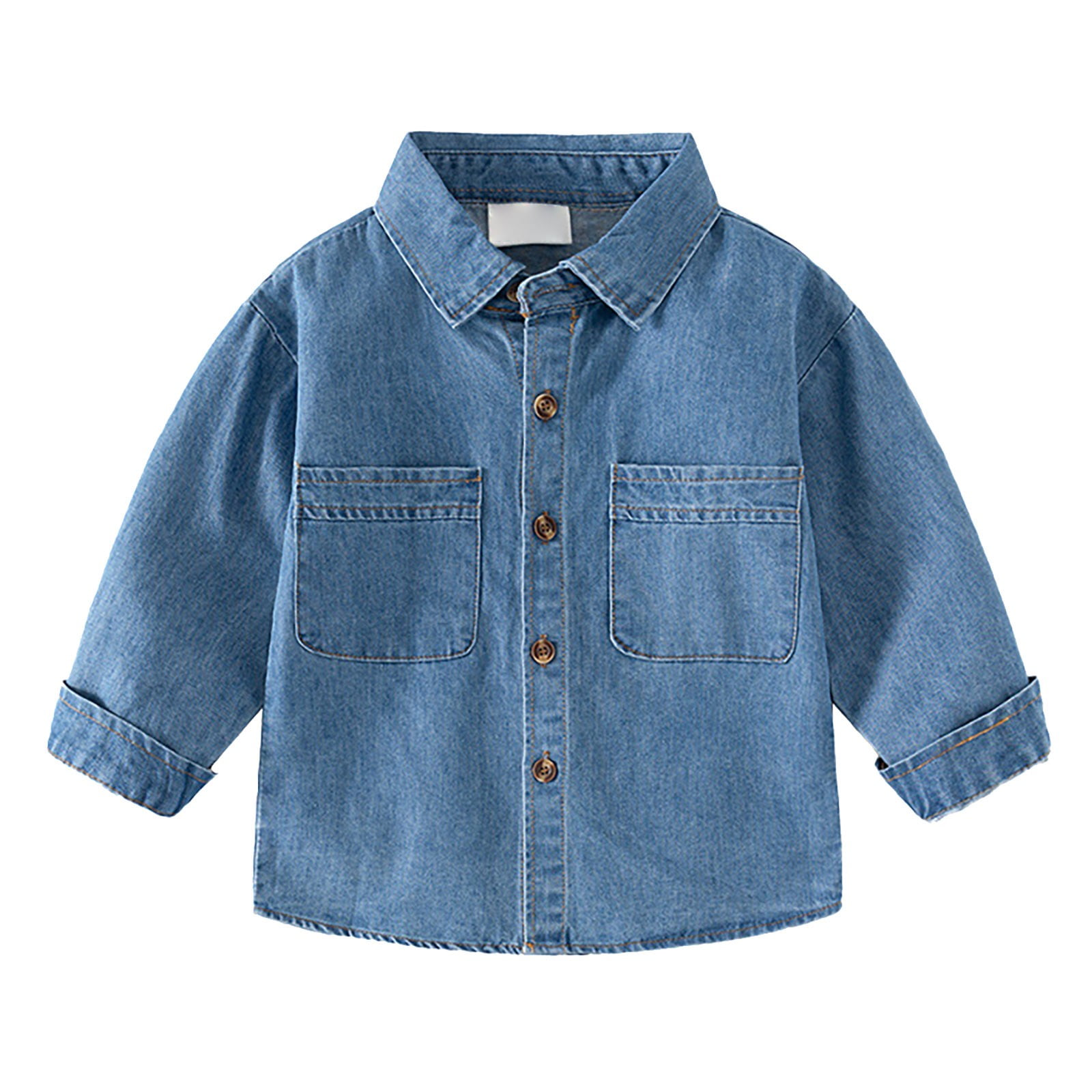 Coerni Boys Girls Denim Shirt Jacket Long Sleeve Lapel Button Down Pocketed Shirts Regular Fit ...