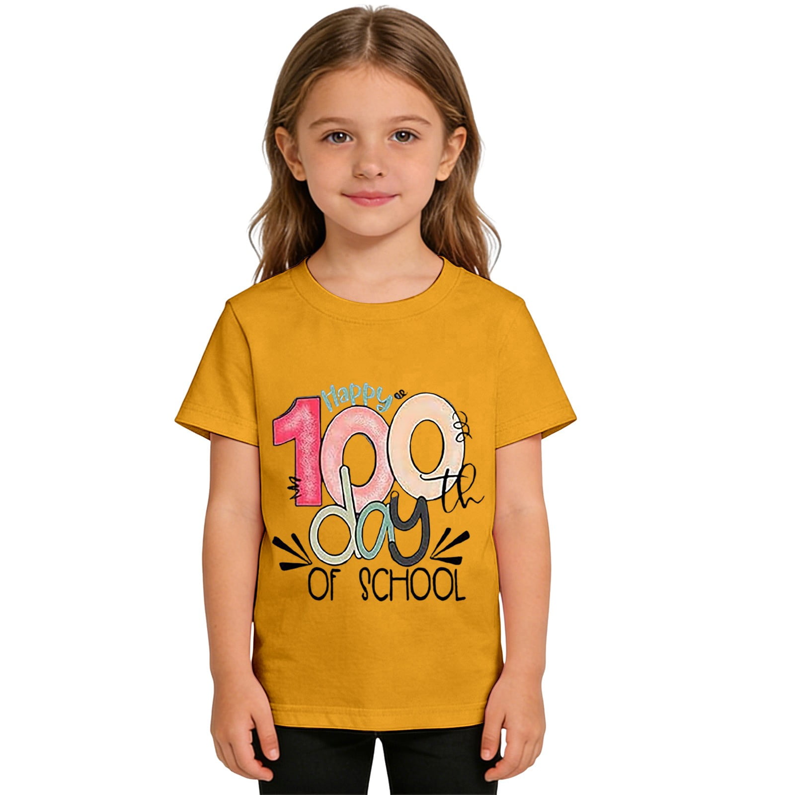 Coerni Boys Girls Happy 100 Days of School Prints Tee Kids 100th Day of ...