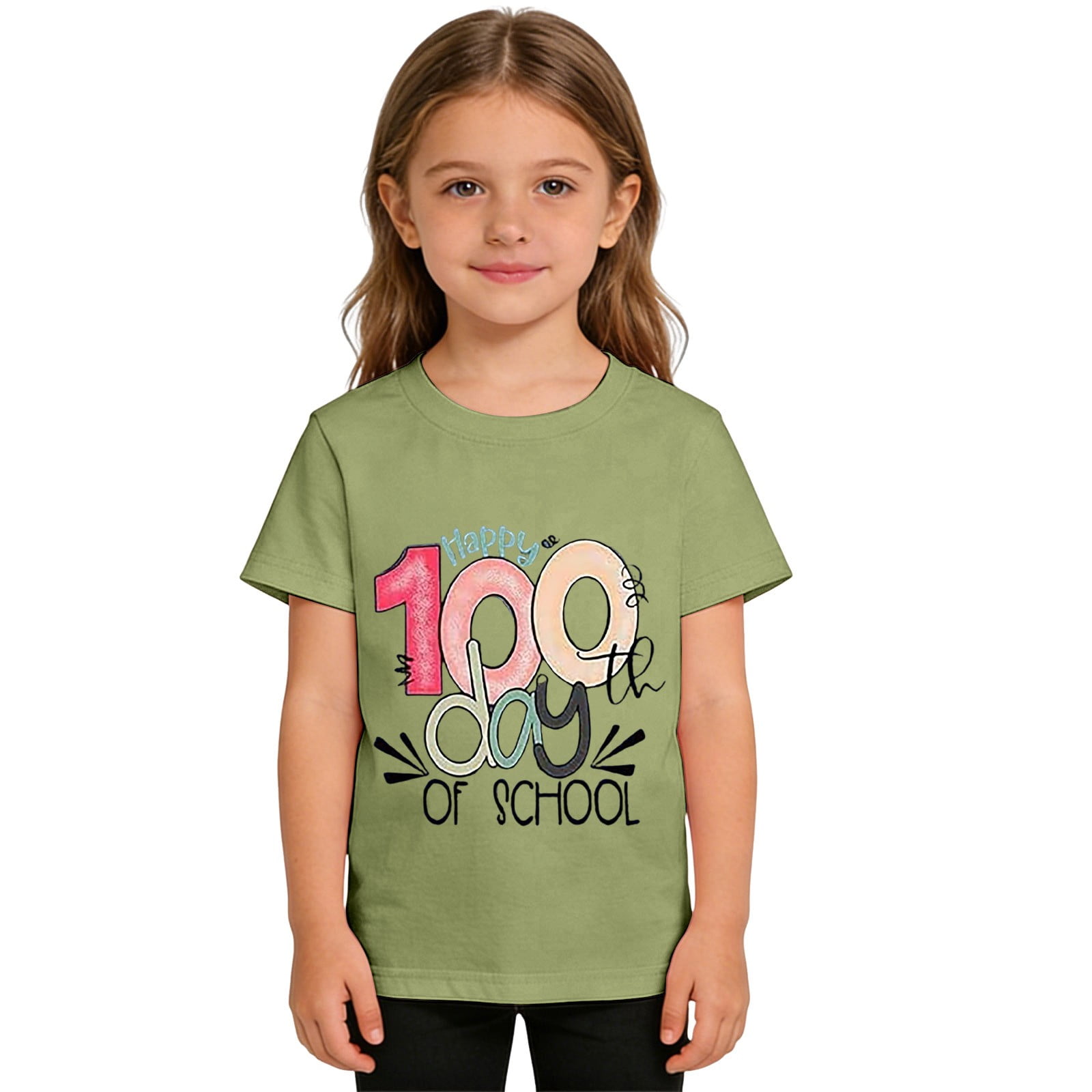Coerni Boys Girls Happy 100 Days of School Prints Tee Kids 100th Day of ...