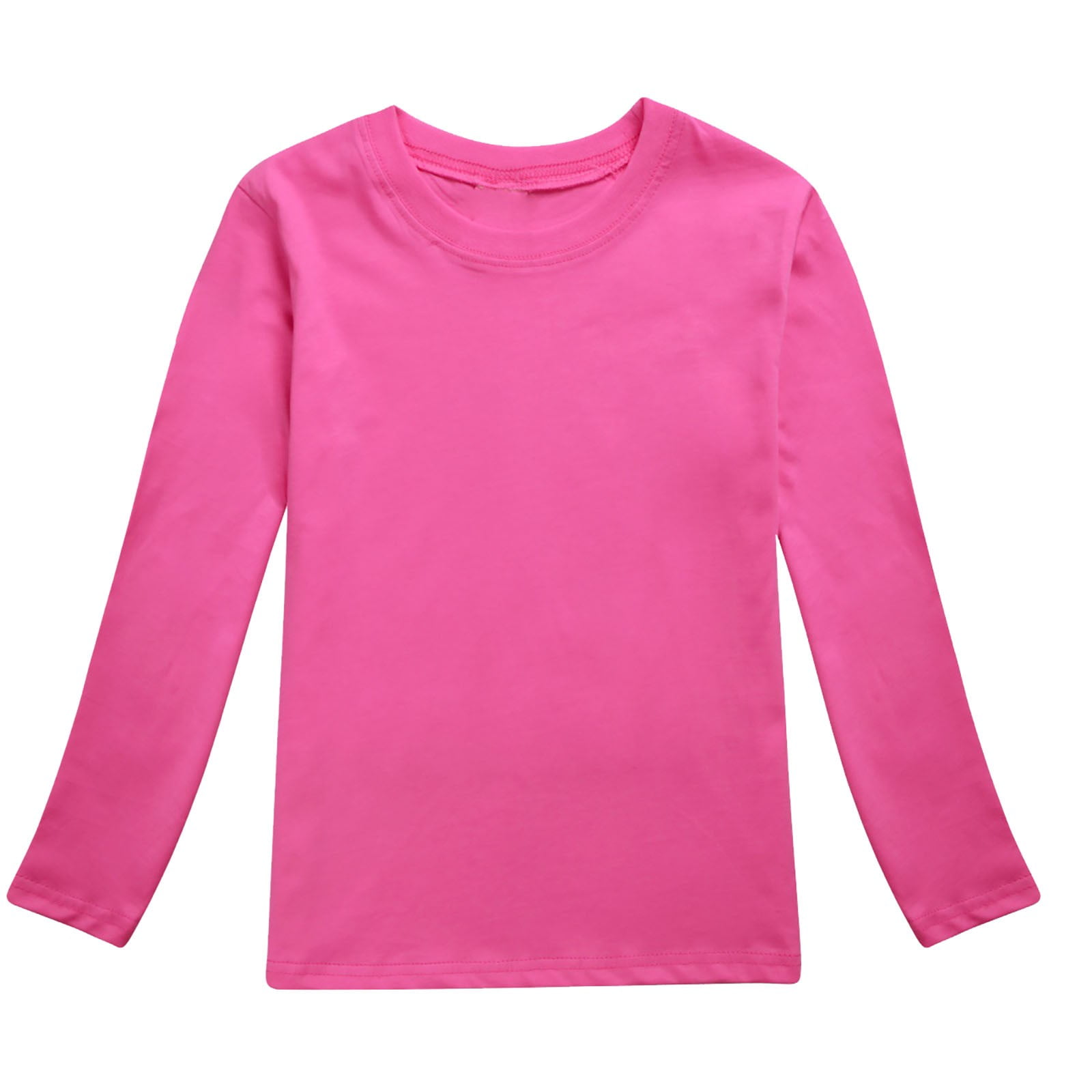 Coerni Boys Girls Long Sleeved Round Neck Tee Shirt Tops Solid Color ...