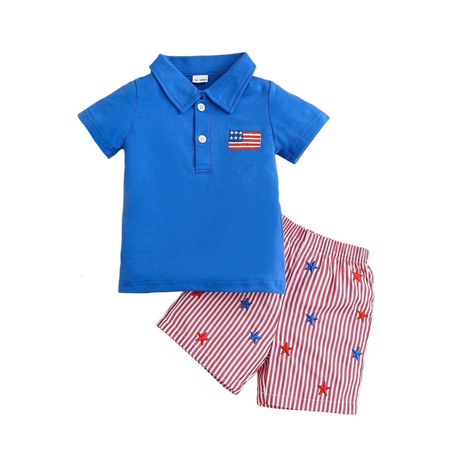 Coerni Boys Girls Summer Short Outfits American Flag Embroidered Short ...