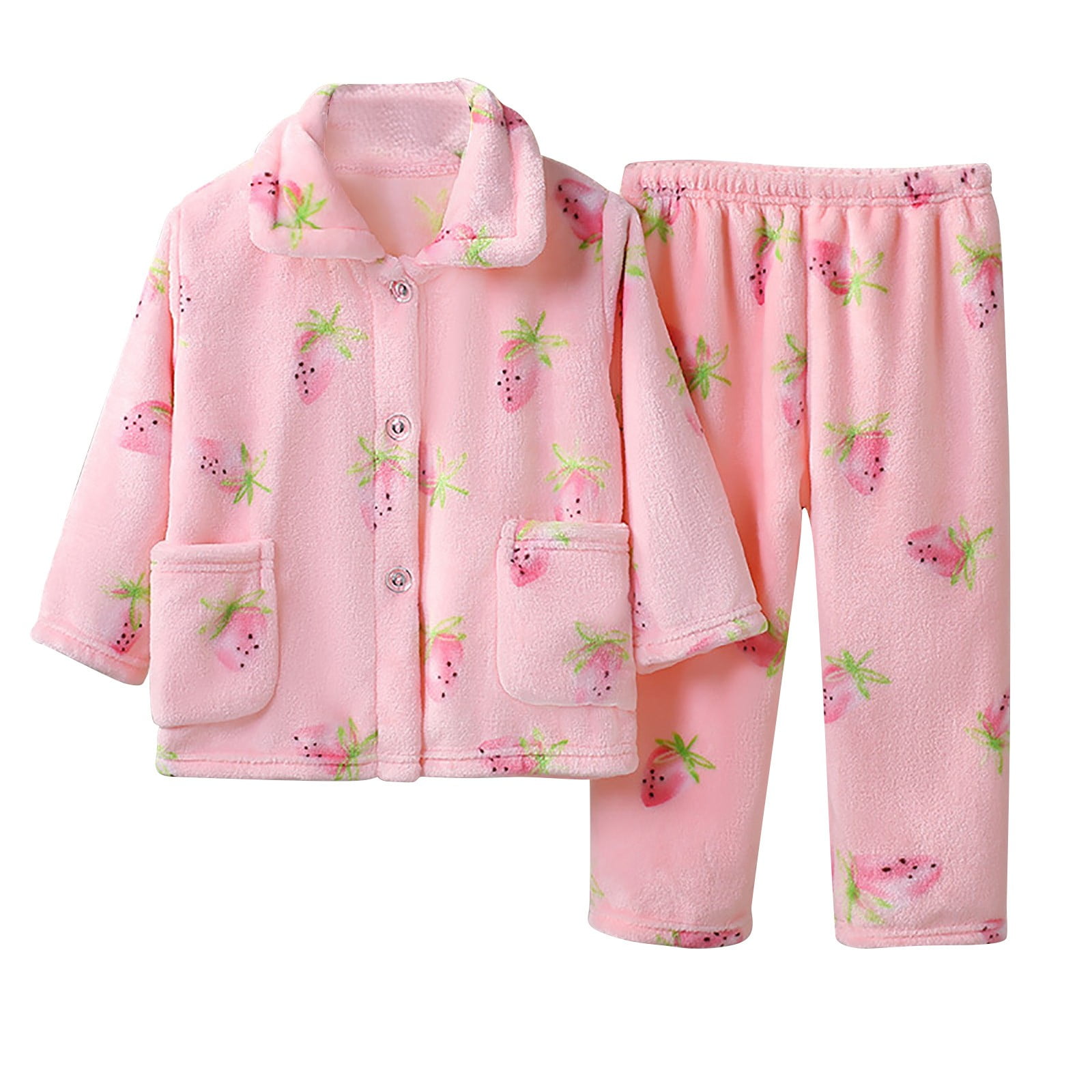 Coerni Boys Girls Winter Fleece Pajamas Set Kids Toddler Flannel Pjs Button Down Sleepwear ...