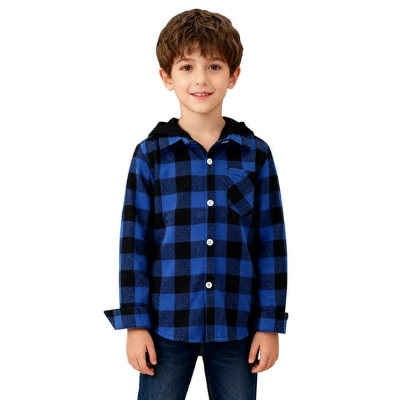 Coerni Boys Plaid Shirt Toddler Girls Flannel Long Sleeve Button Down ...