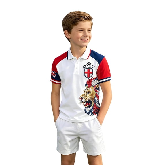 Coerni Boys Polo Shirt England Football Shirt Graphic Print Golf Short ...