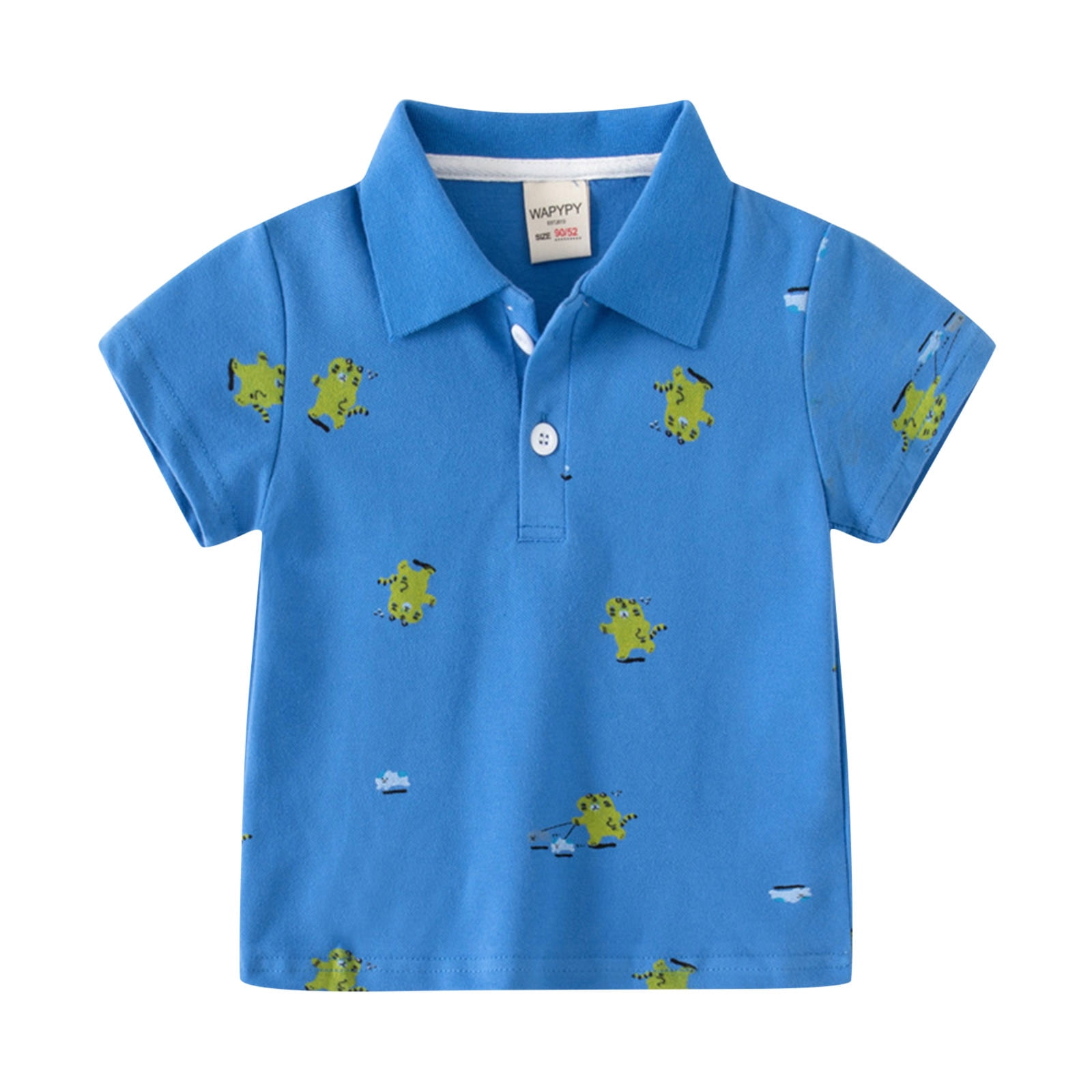 Coerni Boys Polo Shirts with Cartoon Animal Print Short Sleeve Button ...