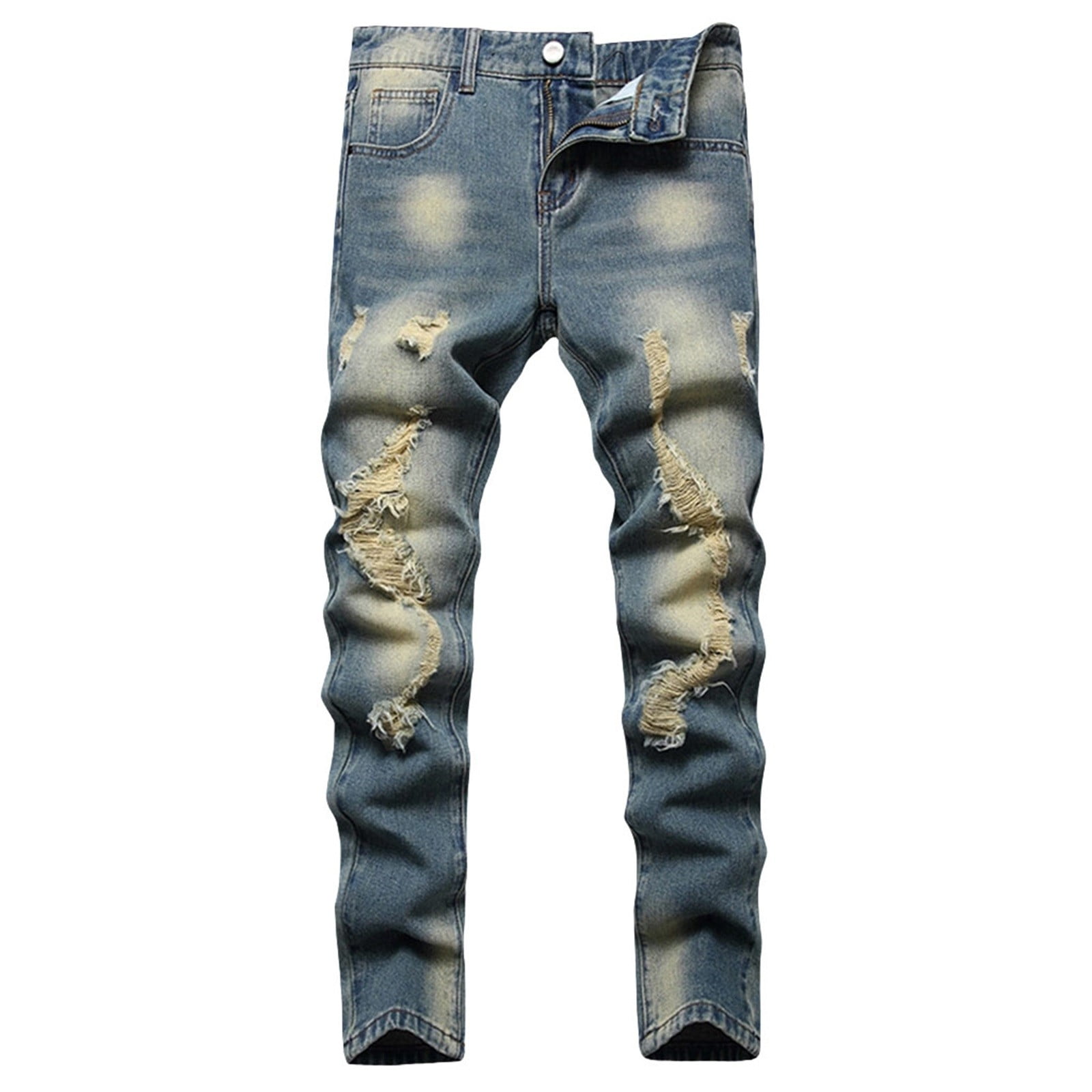 Coerni Boys Ripped Jeans Slim Fit Straight Leg Denim Pants Holes Jeans ...