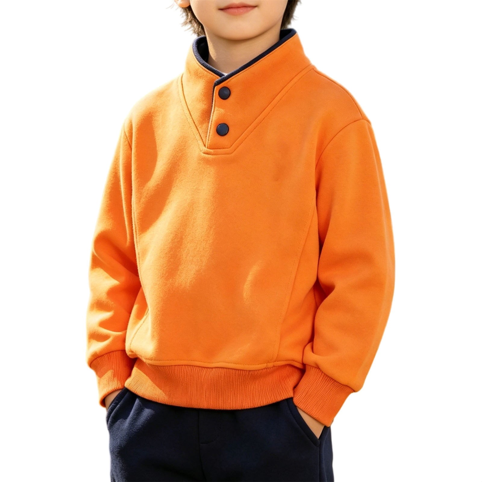 Coerni Boys Sweatshirts Henly Stand Collar Long Sleeve Pullovers ...