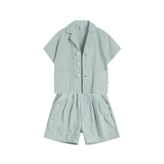 Coerni Casual Shirt Sets for Boys Girls Button Down Short Sleeve Lapel ...