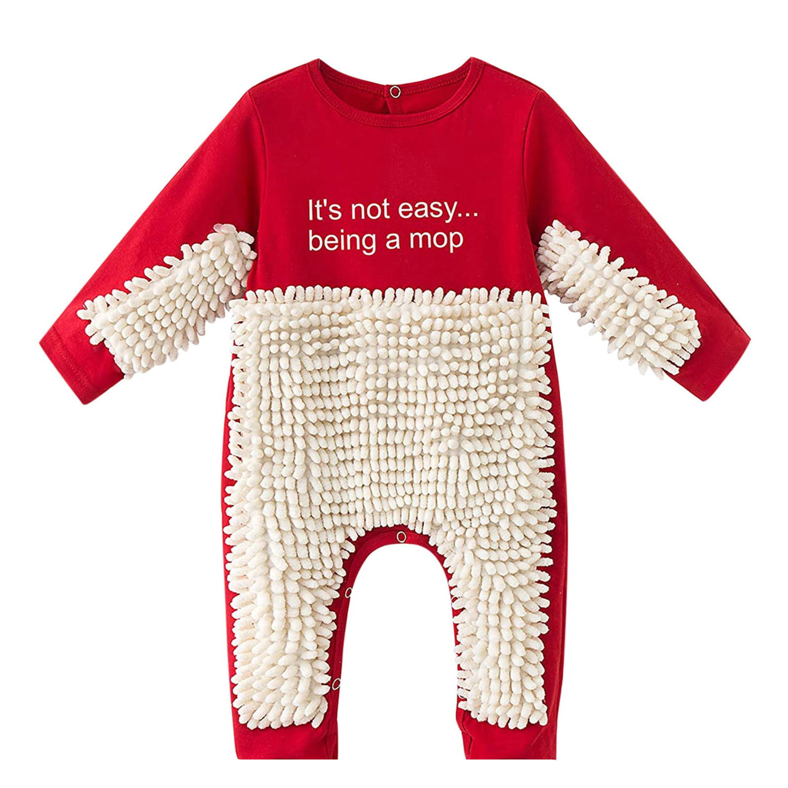 Coerni Cute Baby Mop Onesie, Funny Long Sleeve Letter Printed Romper ...