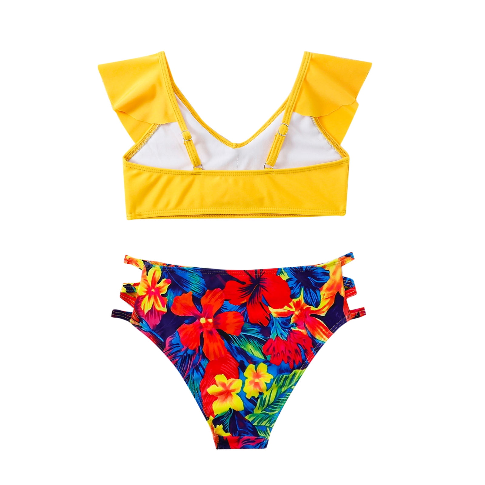 Coerni Floral Print Ruffles Swimwear Outfits Teens Girls Preppy Cutout ...