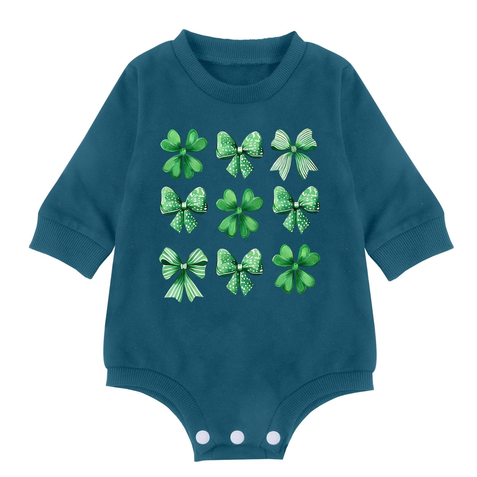 Coerni Four Leaf Clover Romper for Baby Boys Girls Bowknot Sweatshirt ...