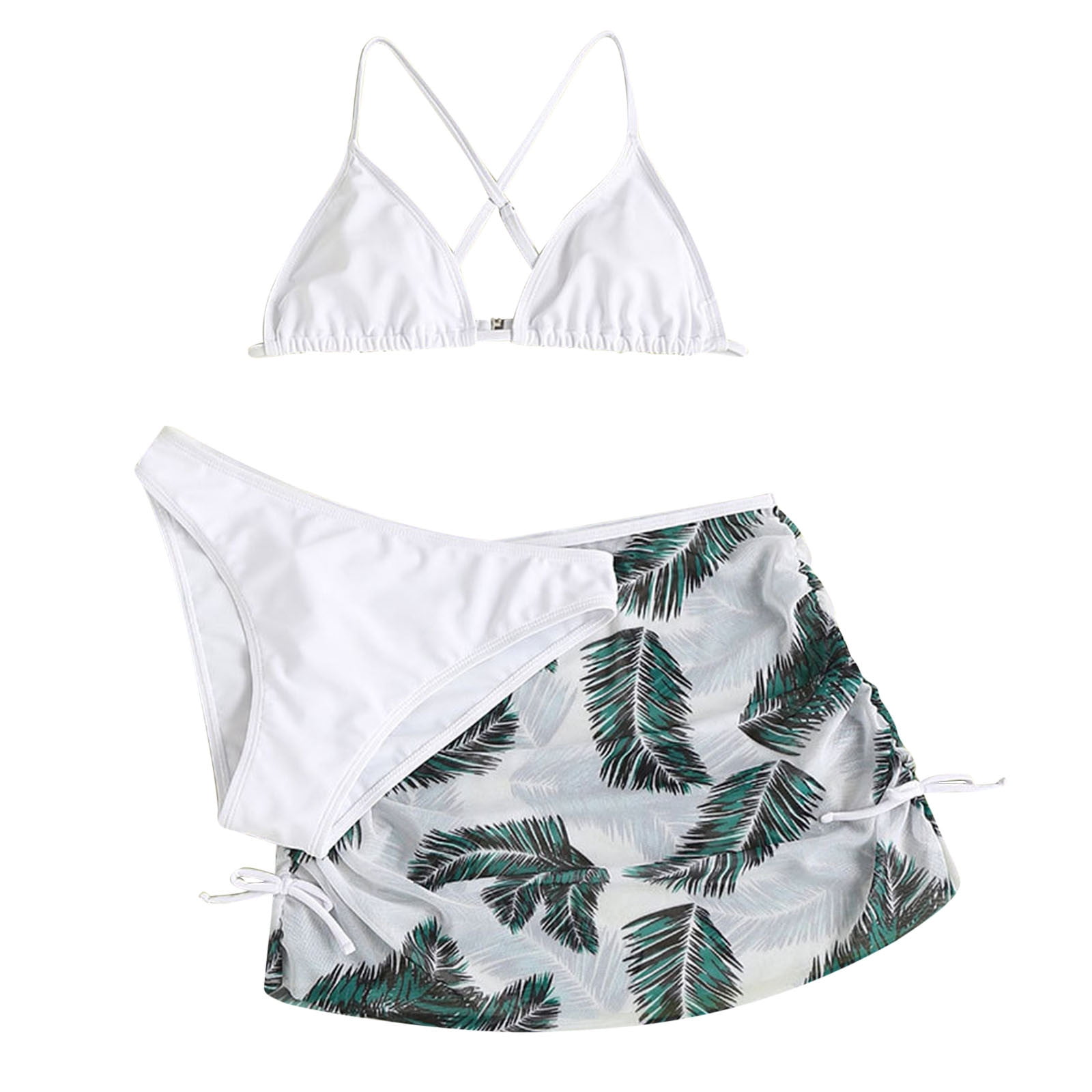 Coerni Girl's 3 Piece Tropical Print Swimsuit Spaghetti Strap Bikini ...