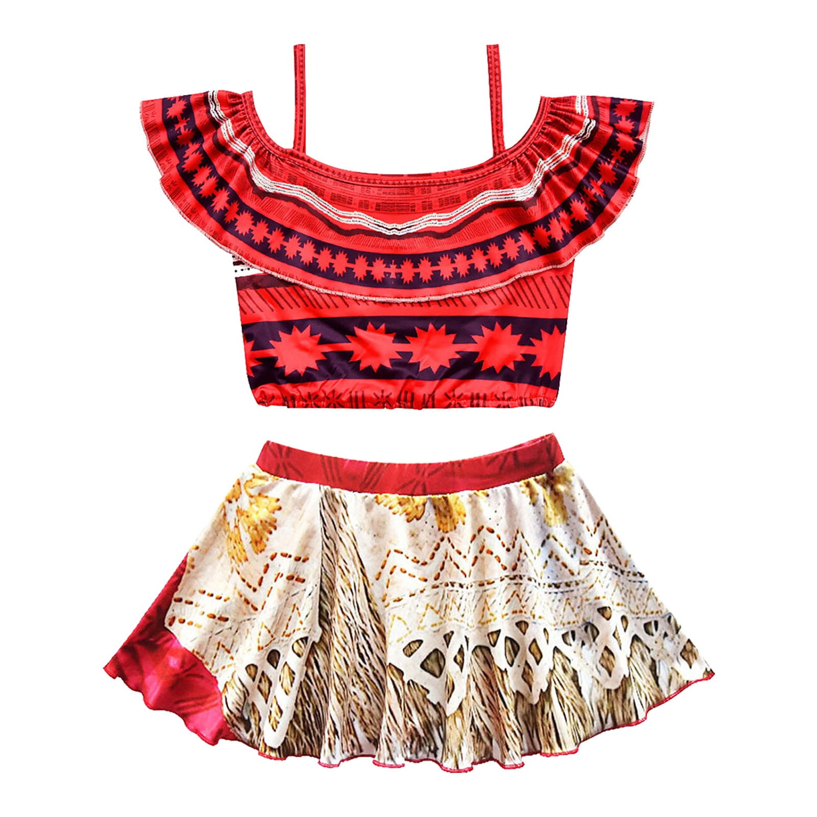Coerni Girls 2 Piece Swimsuit Ruffle Bathing Tops and Skirt Teen Cute ...
