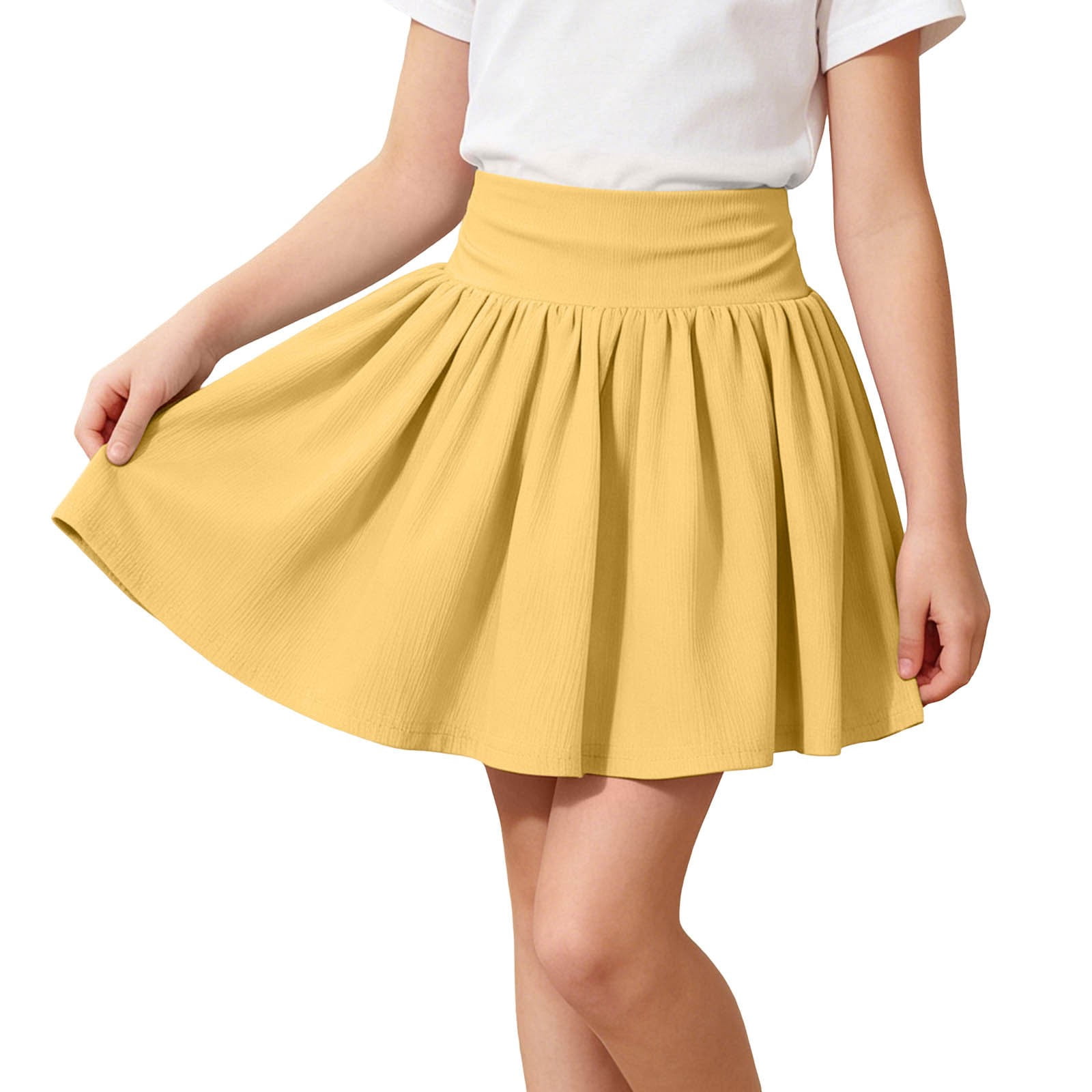 Coerni Girls Athletic Skirt Elastic High Waist Ruffle Mini Skirt Kids ...
