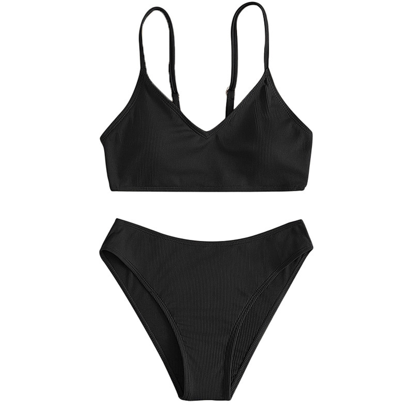 Coerni Girls Bikini Swimsuit 25 Piece Knit Solid Swimming Shorts and ...