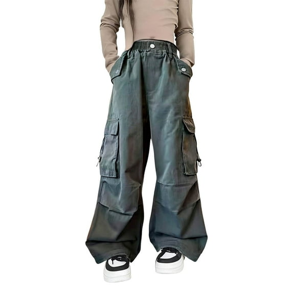 Coerni Girls Cargo Sweatpants Teens Y2k Baggy Pants Elastic High Waist ...