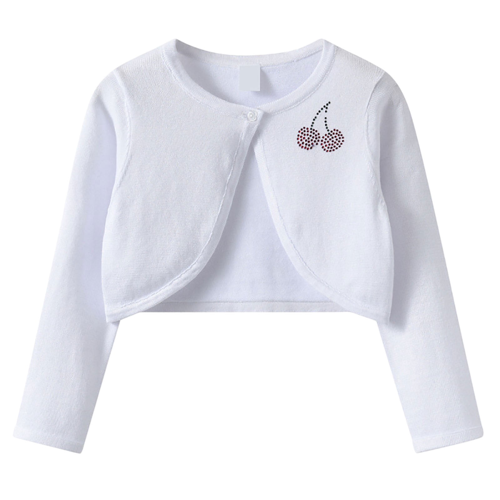 Coerni Girls Cropped Cardigan One Button Crewneck Knit Bolero Shrug ...