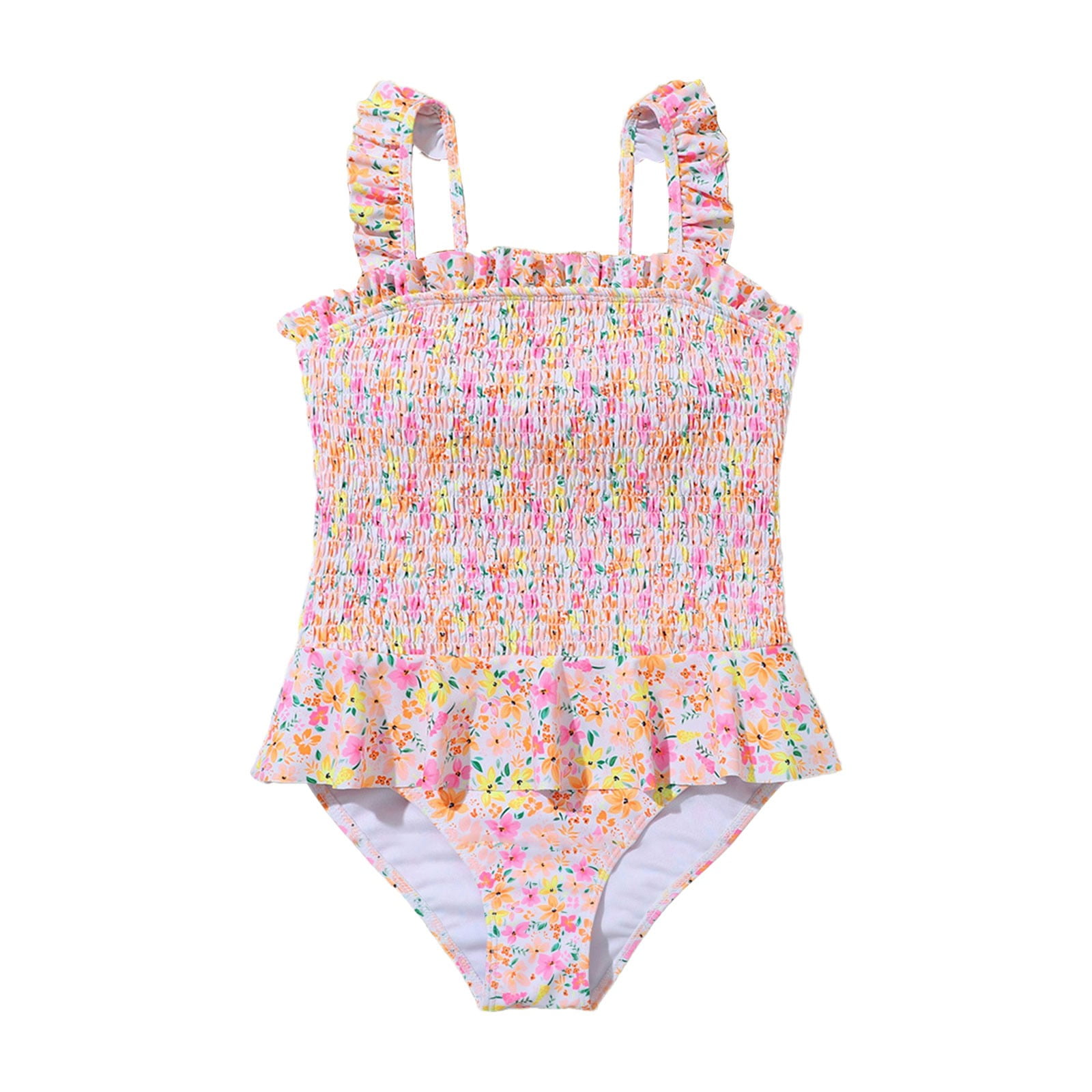 Coerni Girls Cute Swimsuit Ruffle Ruched 2 Strap One Piece Bathing ...