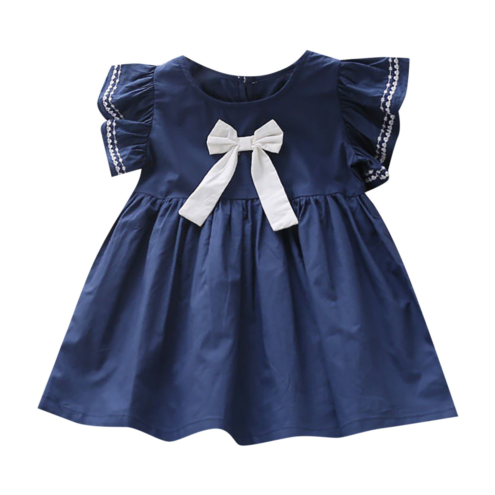 Coerni Girls Cute Uniform School Dresses Ruffle Fly Sleeve Dress Summer ...