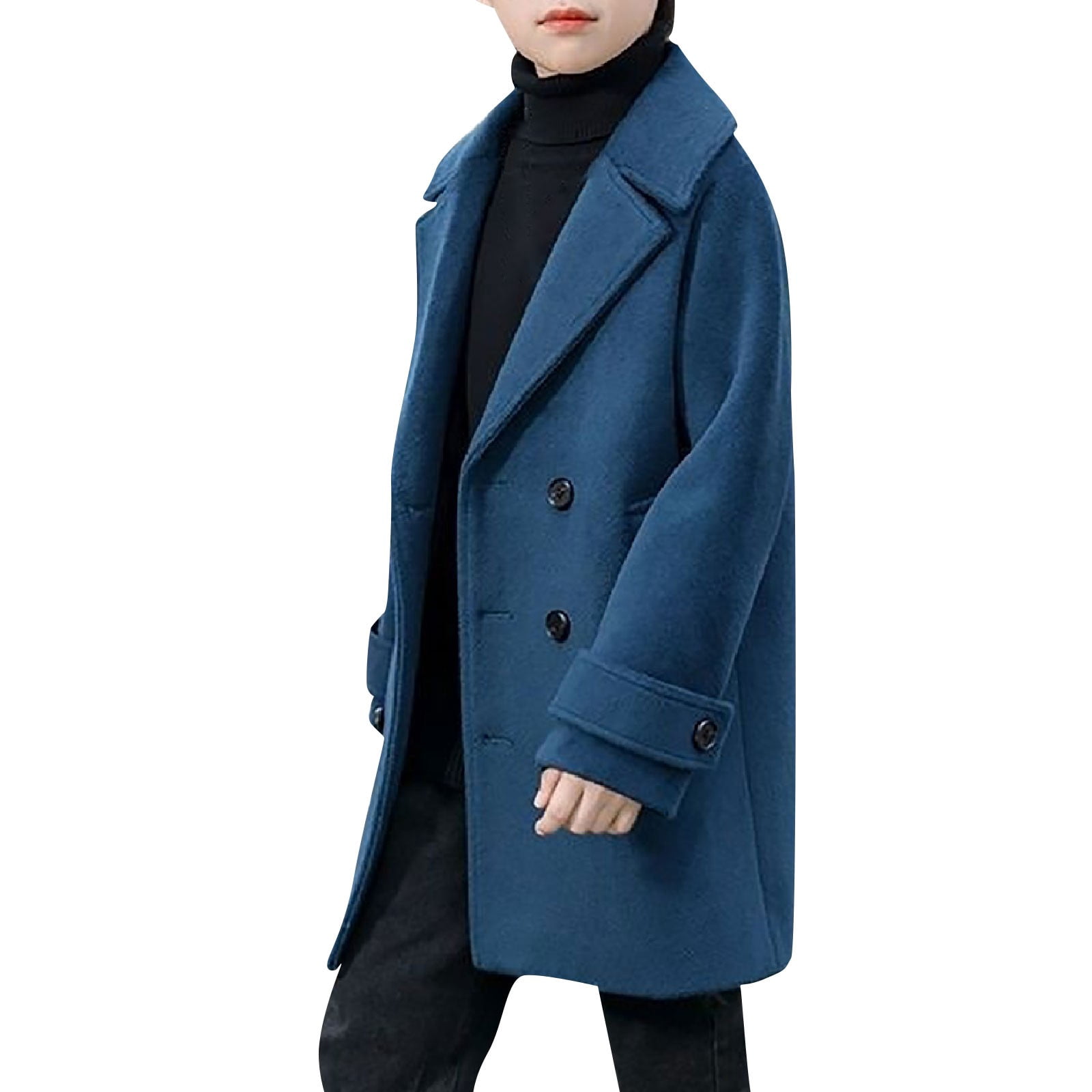 Coerni Girls' Dress Coat Double Breasted Peacoat Boys Trench Coat Wool ...