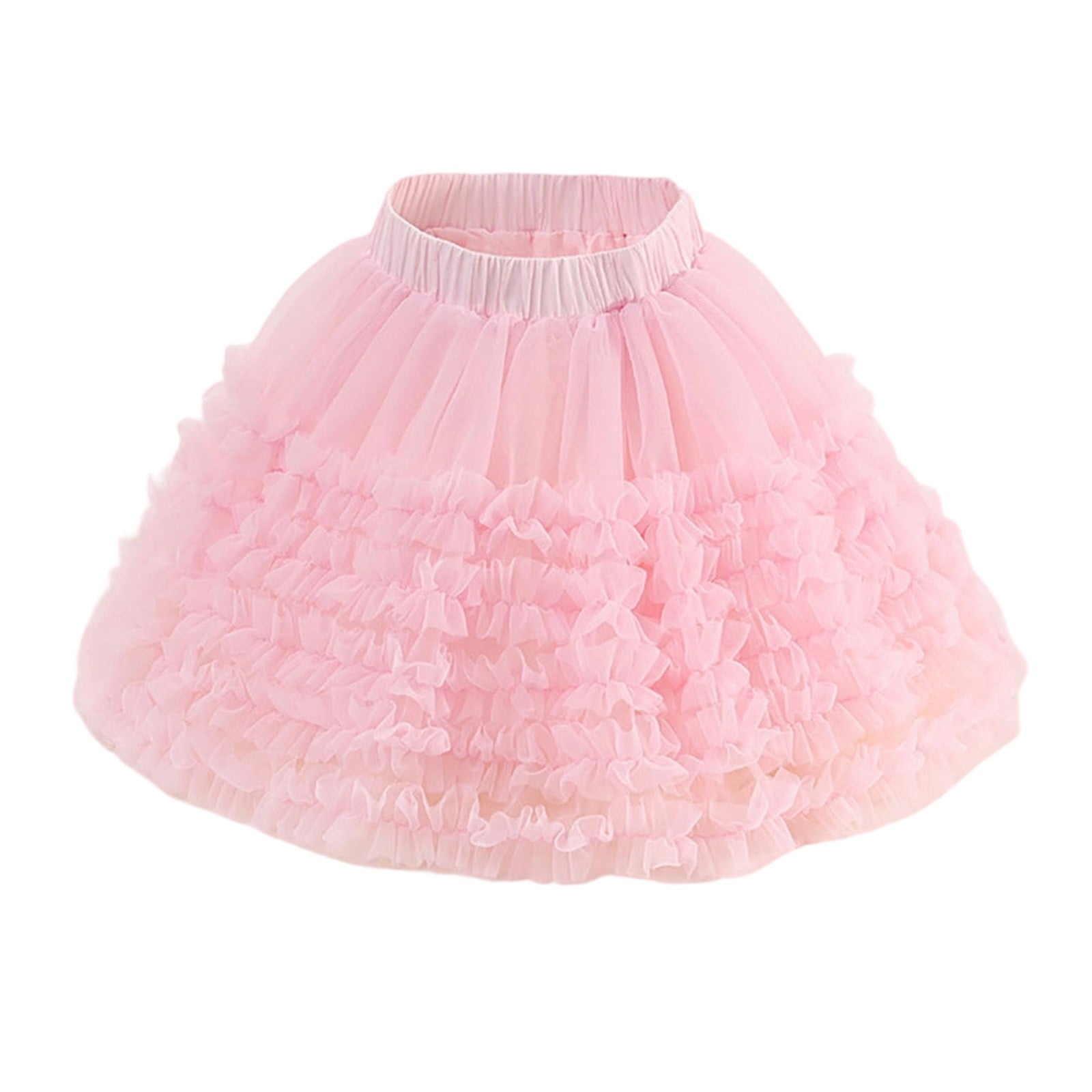 Coerni Girls Elegant Layered Tutu Skirt Elastic High Waist A-Line Tulle ...