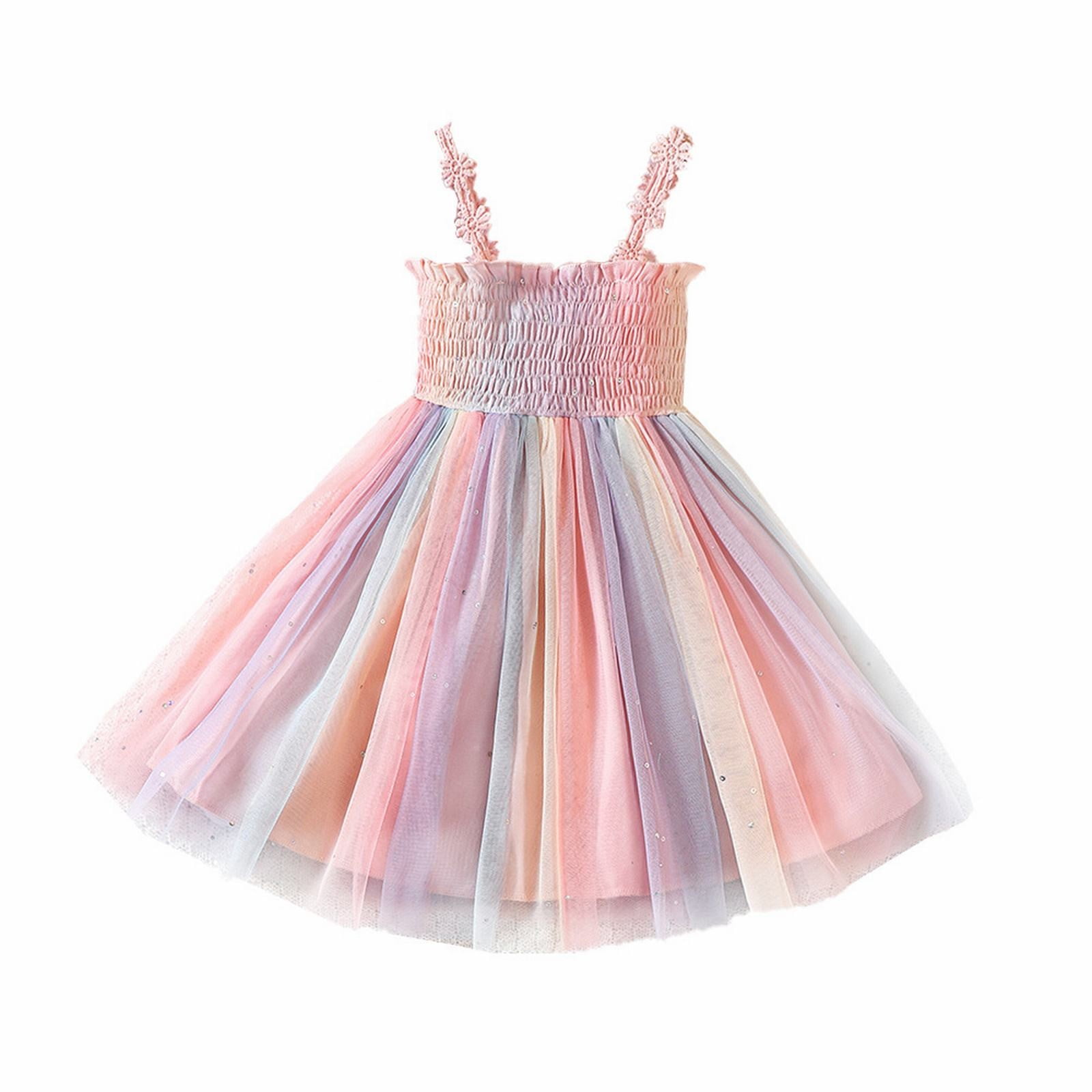 Coerni Girls' Floral Colorful Princess Dress Cute Sweet Spaghetti ...