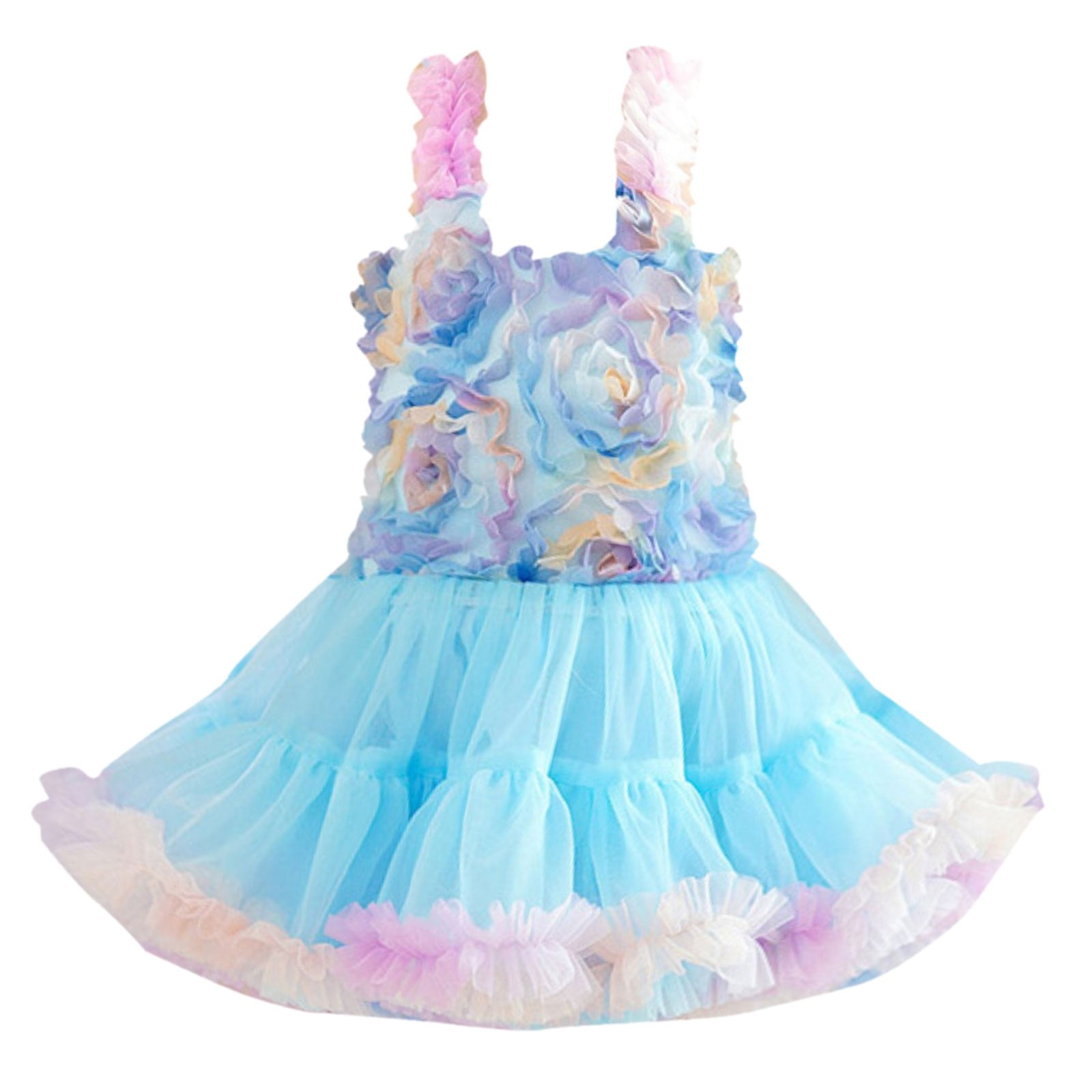 Coerni Girls Fluffy Tiered Tulle Tutu Dresses Cute Straps Ruffle High ...