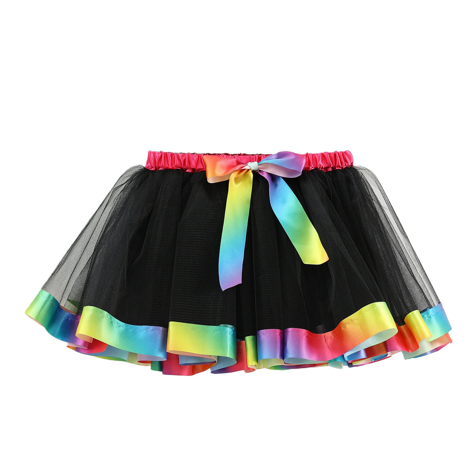 Coerni Girls Gradient Tutu Skirt Pleated Bowknot Mesh Skirt Ballet ...