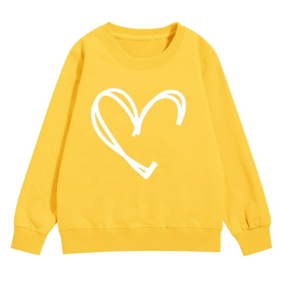 Coerni Girls Heart Sweatshirts Oversized Pullover Pattern Sweatshirt ...