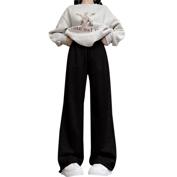 Coerni Girls High Waisted Pants Girls Casual Baggy Pants Kids Wide Leg ...