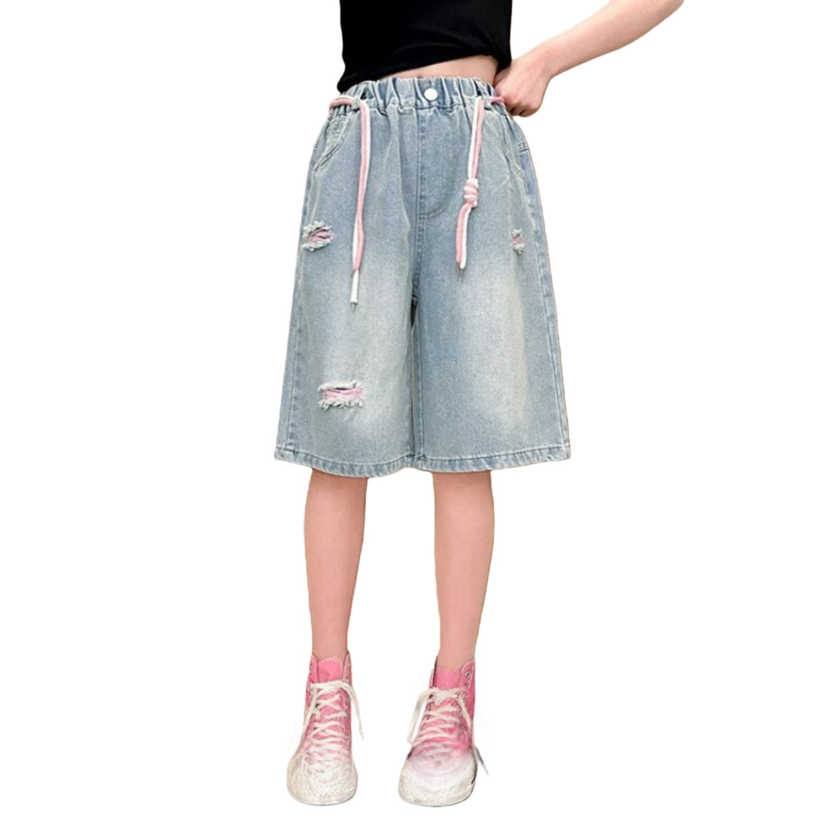Coerni Girls Jean Shorts Cute Vintage Distressed Washed Denim Shorts ...