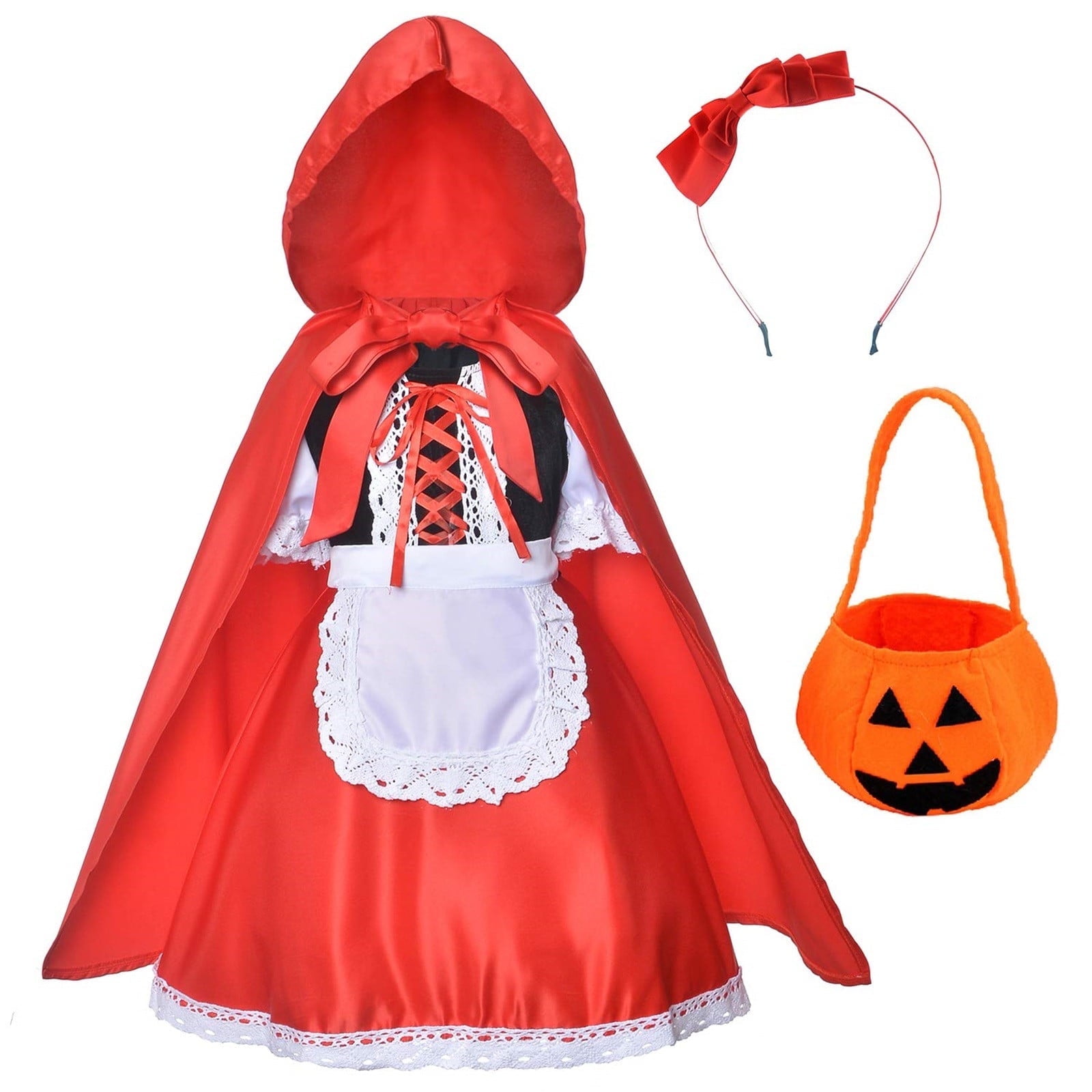 Coerni Girls Little Red Riding Hood Dress Halloween Christmas Cos play ...