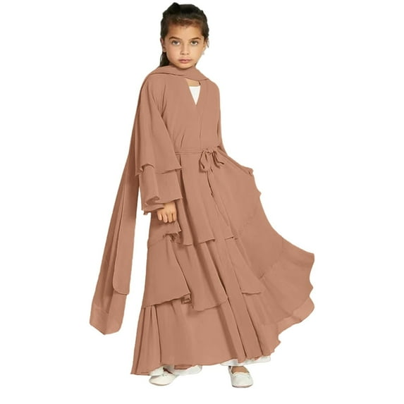 Coerni Girls Muslim Cardigan Abayas Dress layered Open Abaya D𝐮bai ...