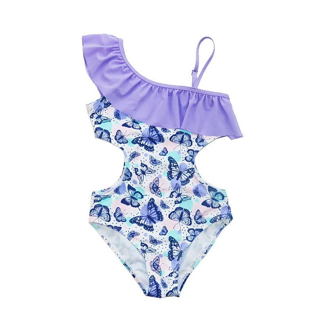 Coerni Girls One Piece Swimsuits Ruffle One Shoulder Bathing Suit ...