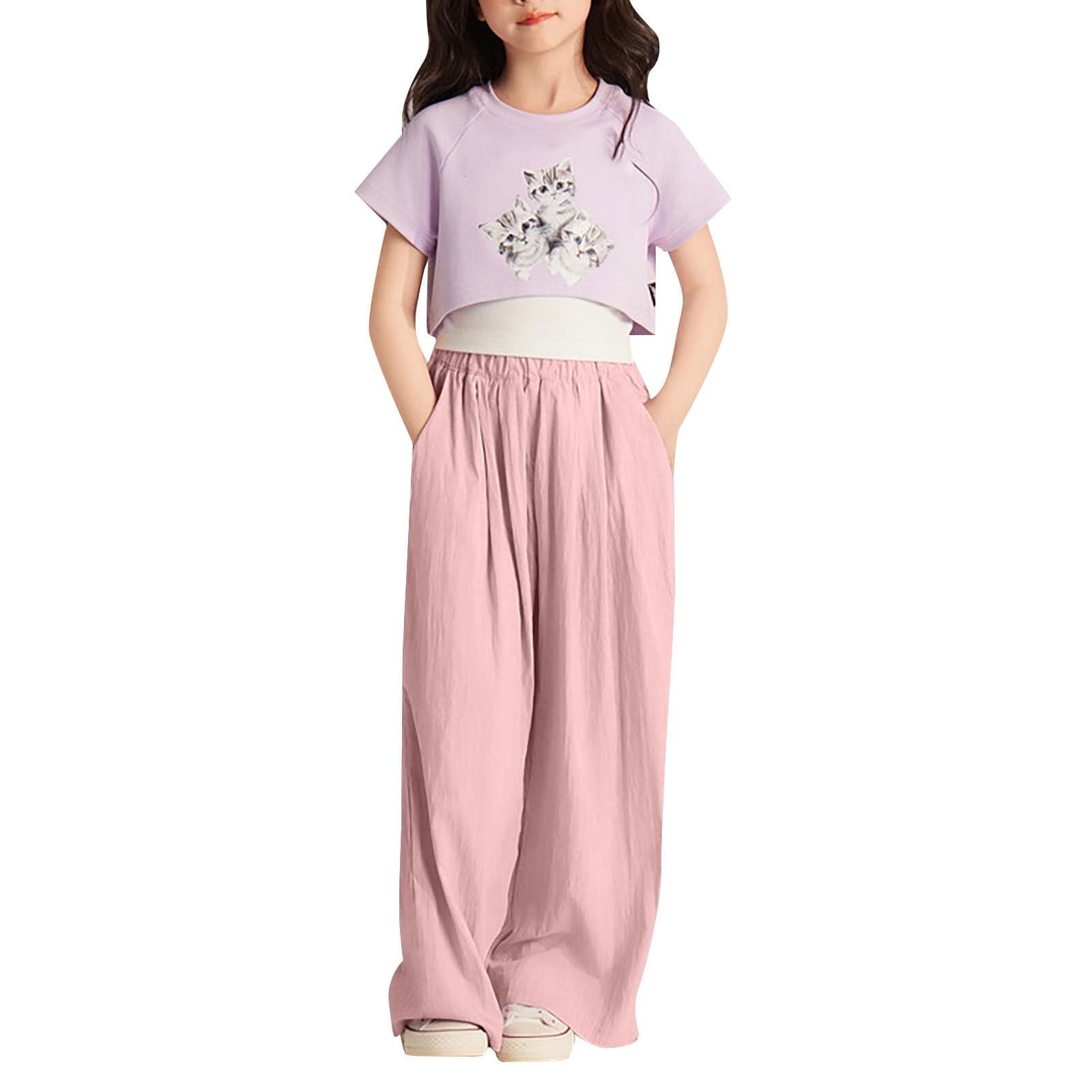 Coerni Girls Palazzo Pants Lightweight Flowy Stretchy Wide Leg Pant ...