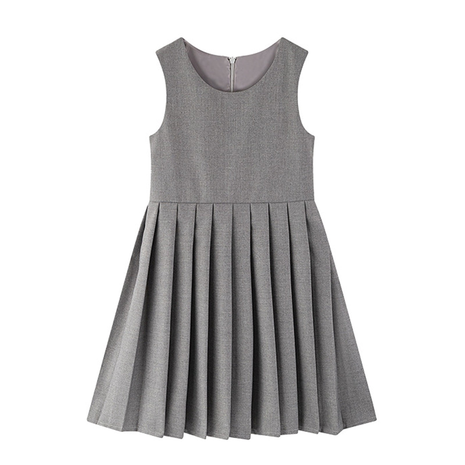 Coerni Girls Pleated School Uniform Dress Knee Length A-Line Tank Dress ...