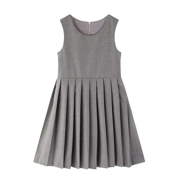 Coerni Girls Pleated School Uniform Dress Knee Length A-Line Tank Dress ...