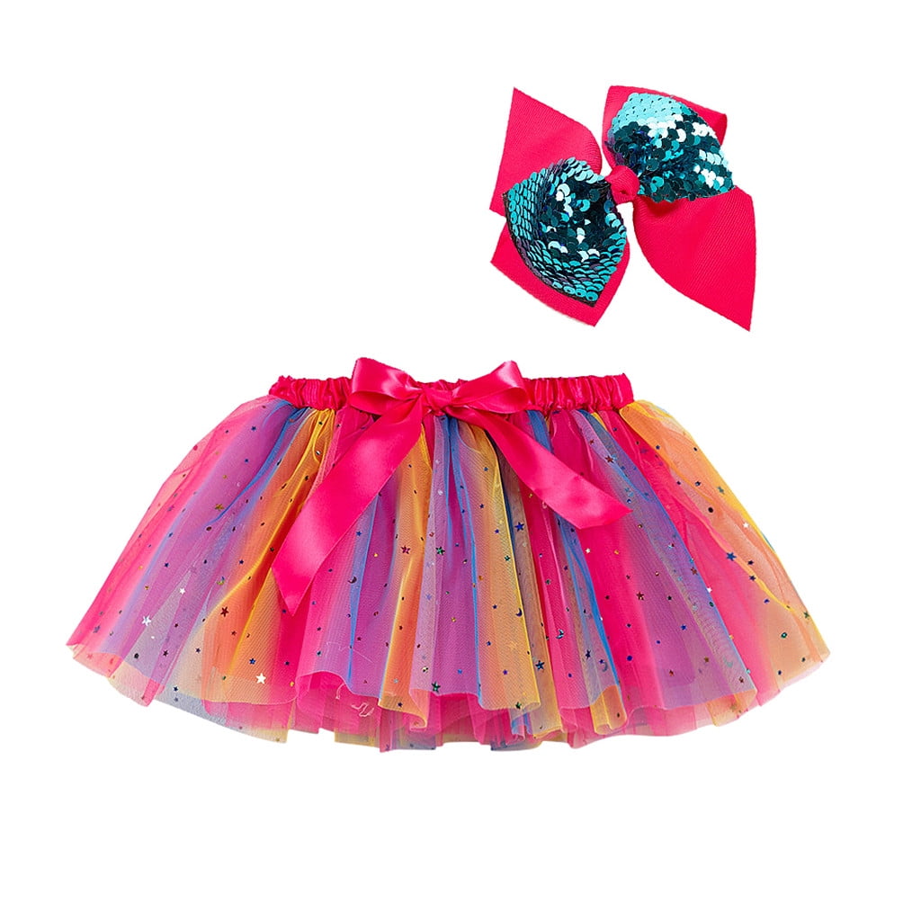 Coerni Girls Rainbow Ribbon Tutu Skirt Toddler Layered Tulle Tutus ...
