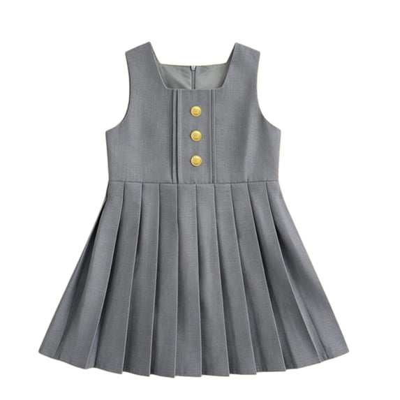 Coerni Girls School Uniform Jumper Dress Sleeveless Knee Length Pleated ...