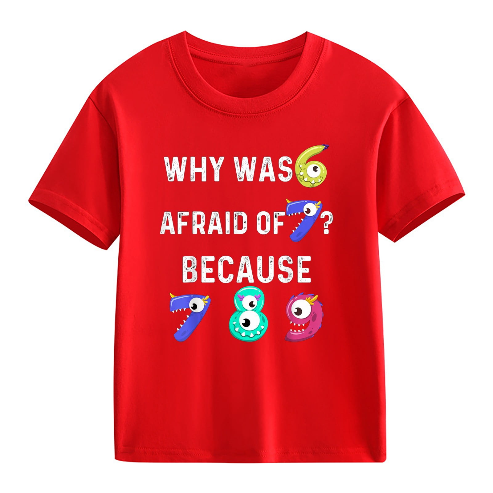 Coerni Girls Short Sleeve T-shirt Funny Number Print Crewneck Tees ...